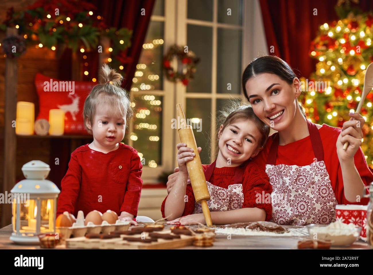 Merry Christmas And Happy Holidays Family Preparation Holiday Food
