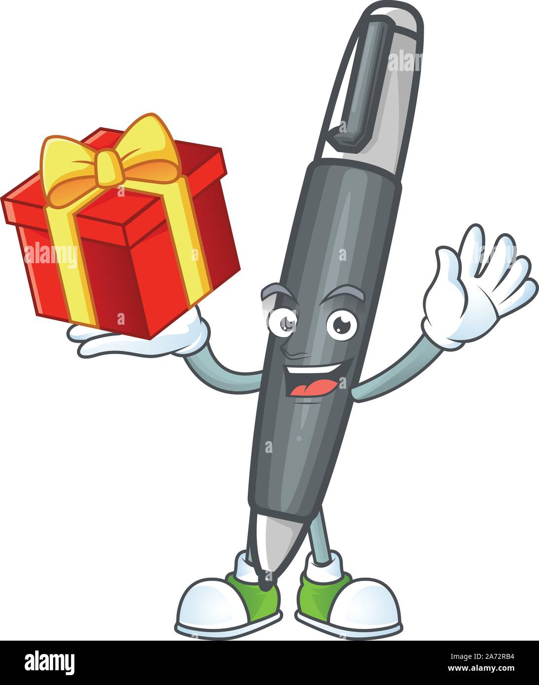 Bring gift black ballpoint cartoon character with mascot Stock Vector ...