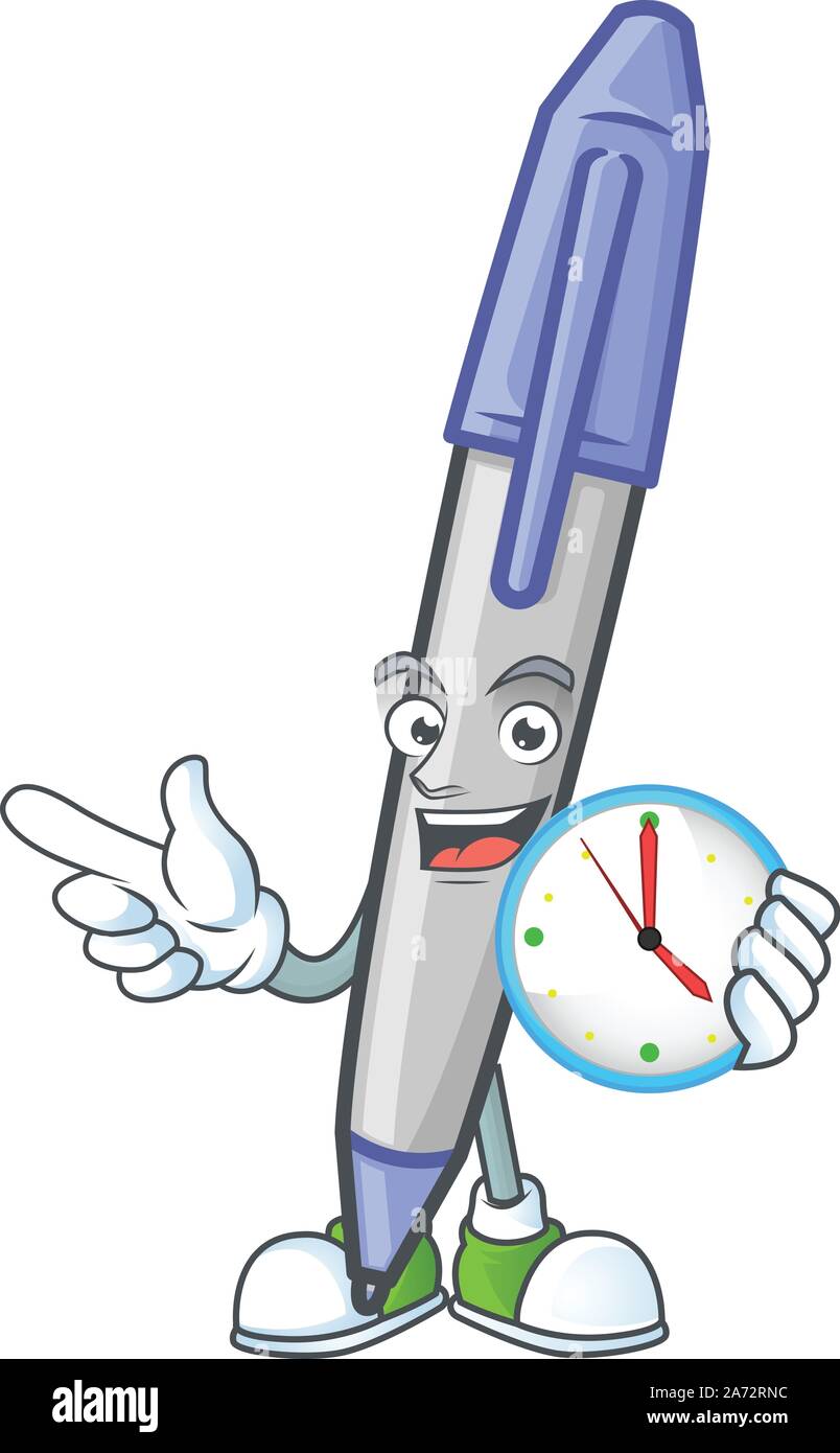 With clock blue ballpoint isolated on white background Stock Vector ...