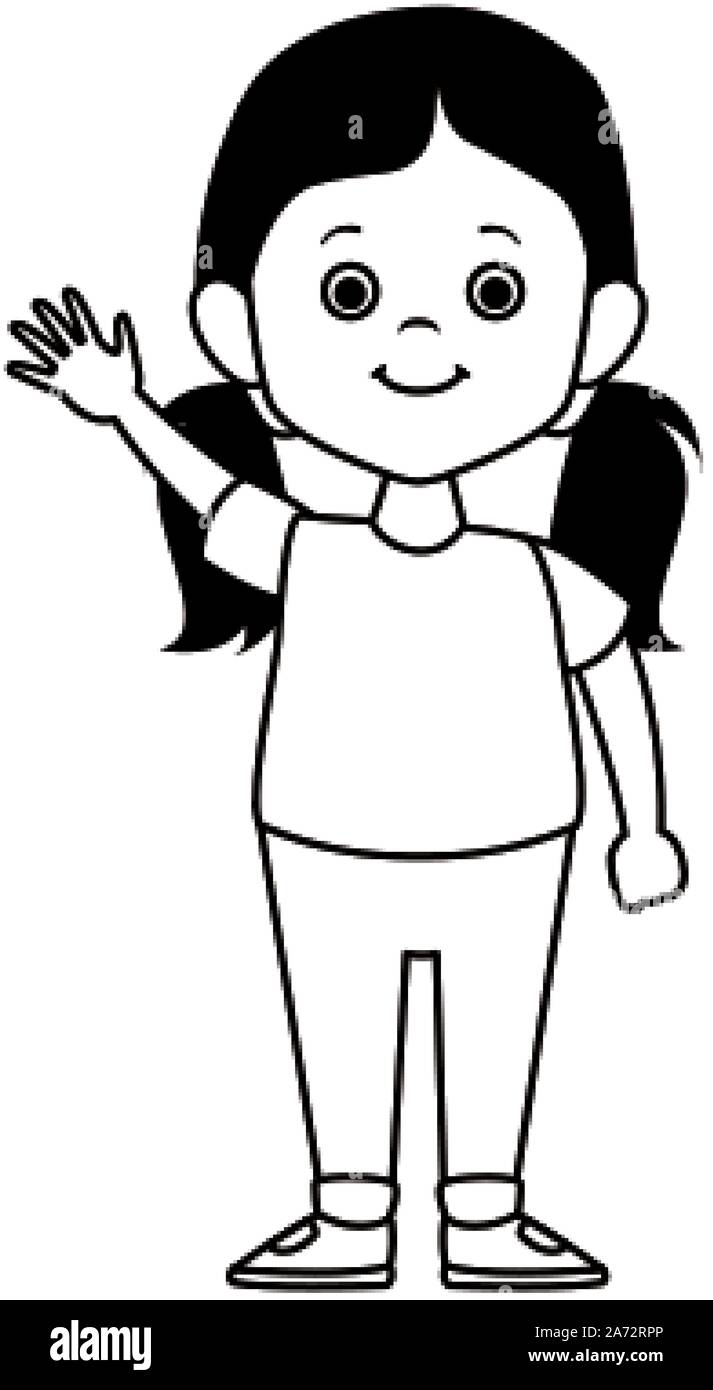 cute girl waving icon, flat design Stock Vector Image & Art - Alamy