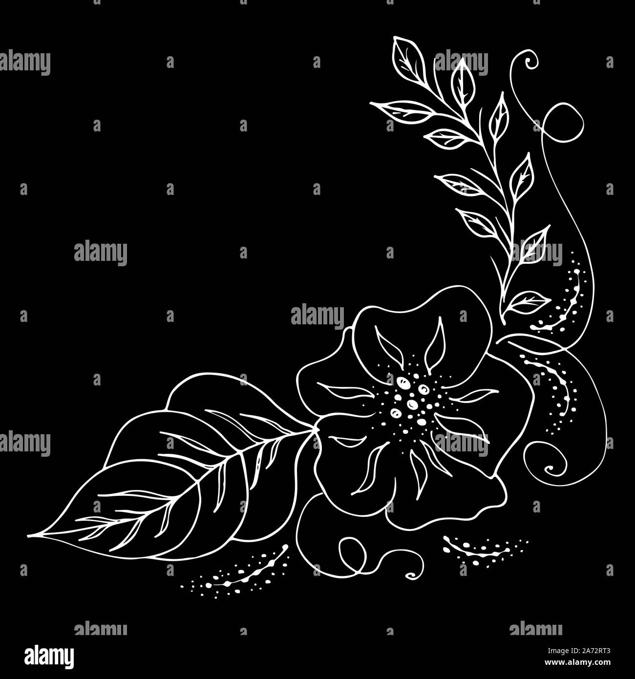 Engraved hand drawn abstract orchid. Retro flowers hand outline orchid ...