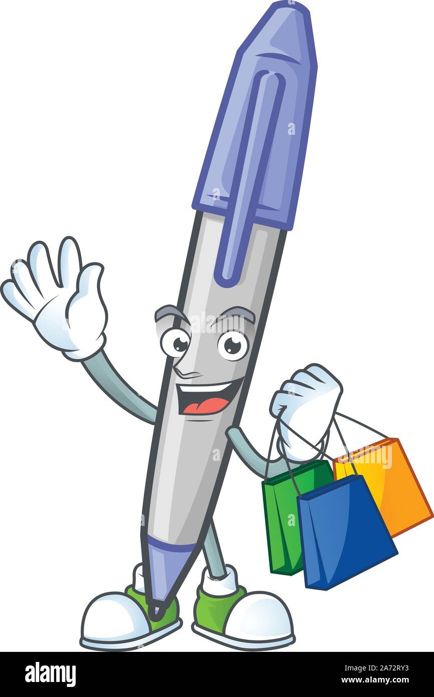 Shopping blue ballpoint isolated on white background Stock Vector Image ...