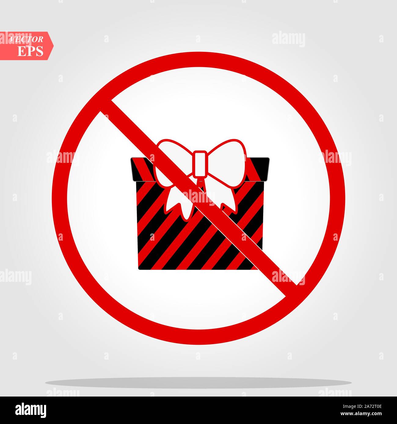 No Gift box sign icon. Present symbol. Red prohibition sign. Stop ...