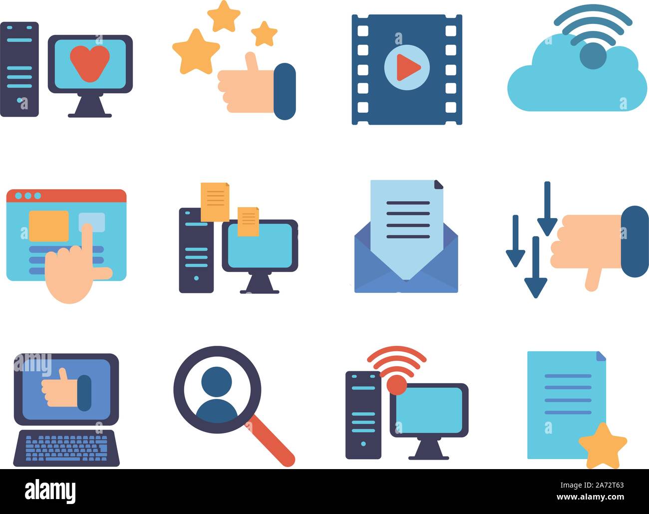 technology data digital multimedia icons set vector illustration Stock ...