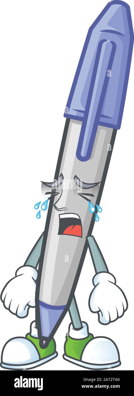Crying blue ballpoint in the character shape Stock Vector Image & Art ...