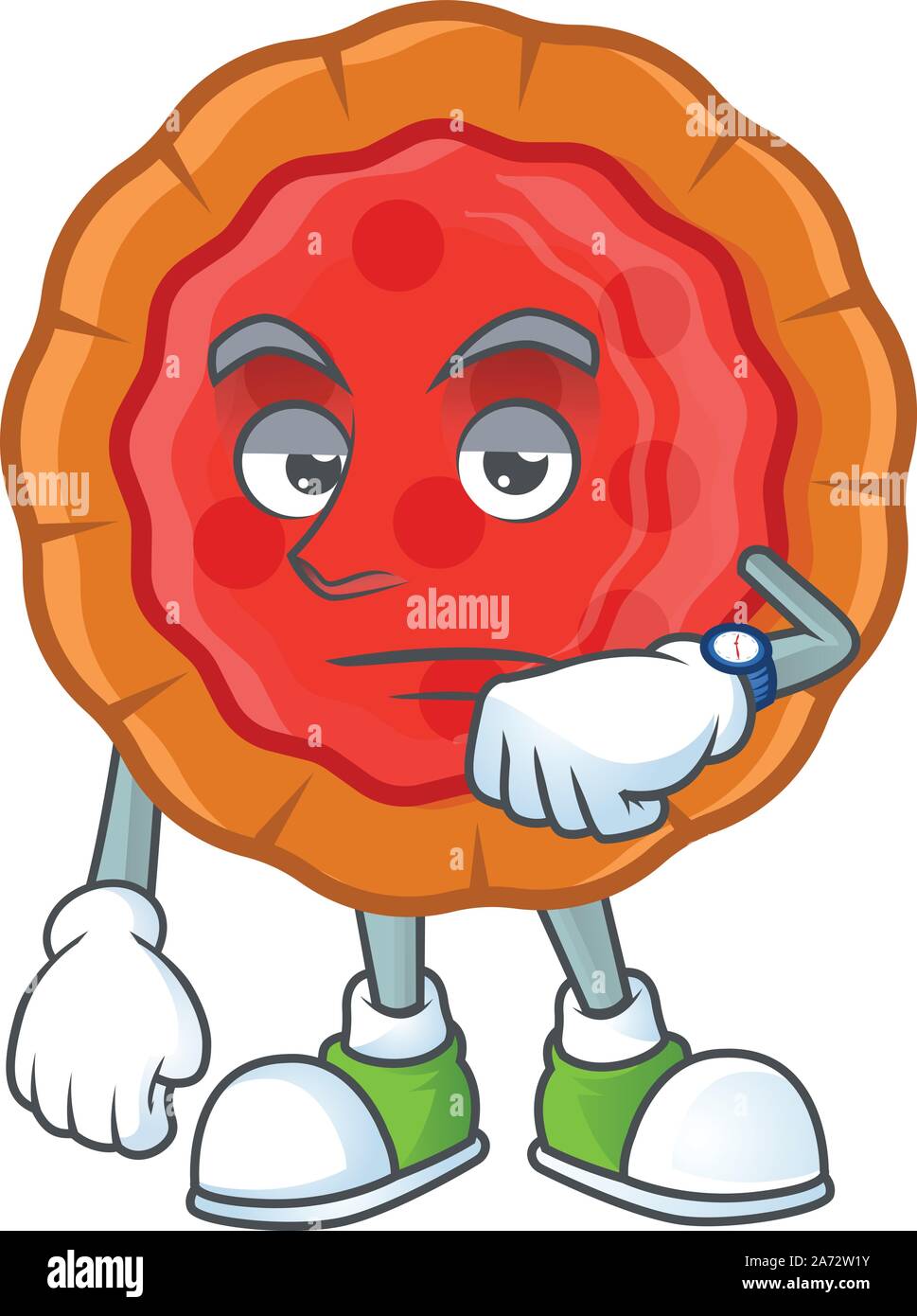 Waiting cherry pie cartoon character with mascot Stock Vector Image ...