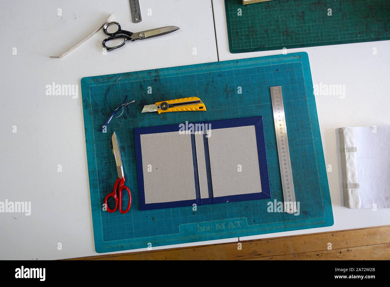 A bookbinding workstation Stock Photo - Alamy