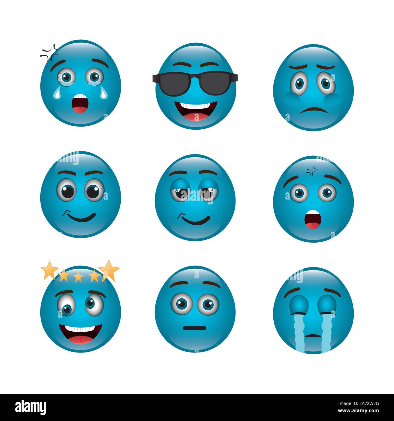 bundle of emoticons with expressions Stock Vector Image & Art - Alamy