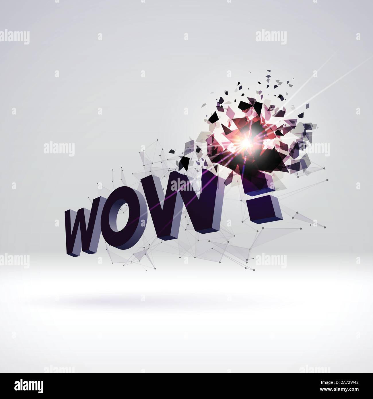 Wow exploding sign with particles for party or commercial sale offering ...