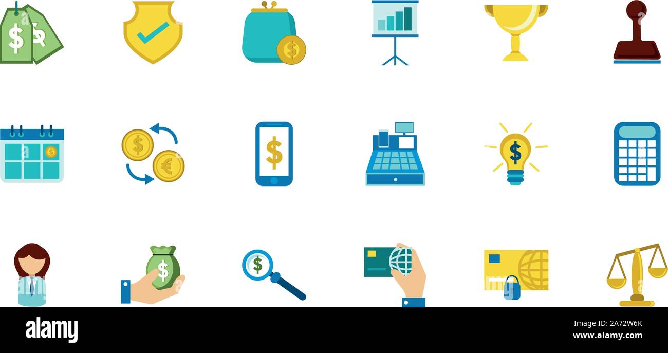 finance business icons set on white background vector illustration ...