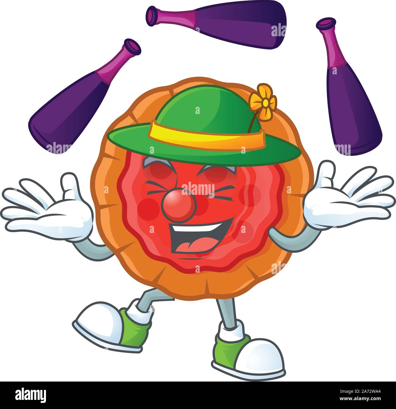 Juggling cherry pie cartoon character with mascot Stock Vector Image ...