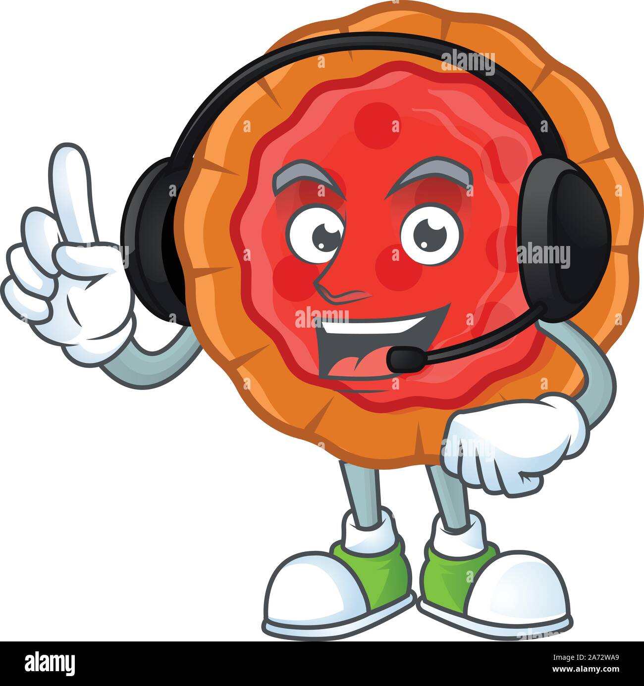 With headphone cherry pie cartoon character with mascot Stock Vector ...