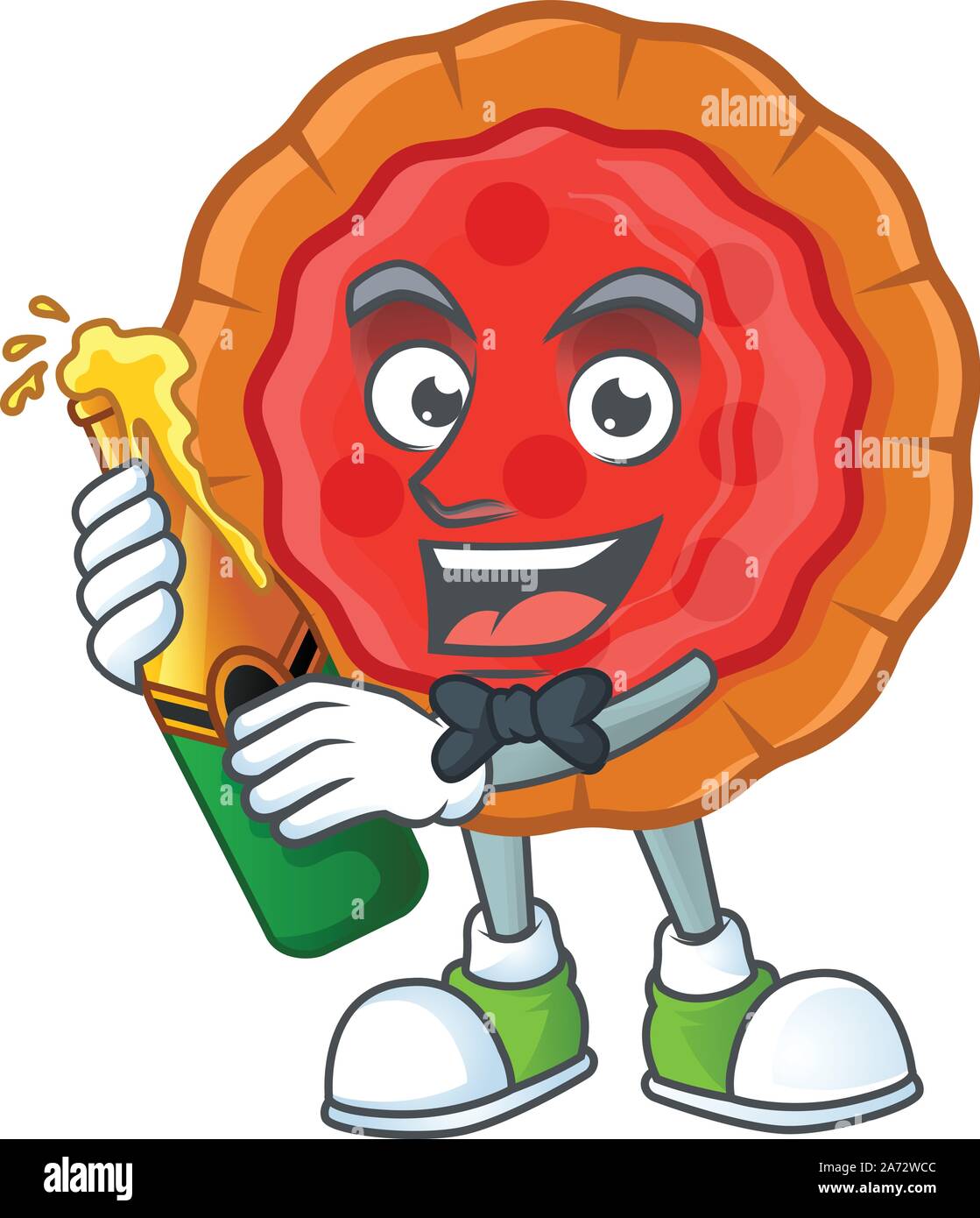 With beer cherry pie cartoon character with mascot Stock Vector Image ...