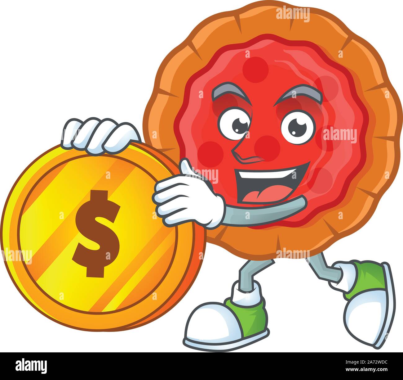 Bring coin cherry pie cartoon character with mascot Stock Vector Image ...