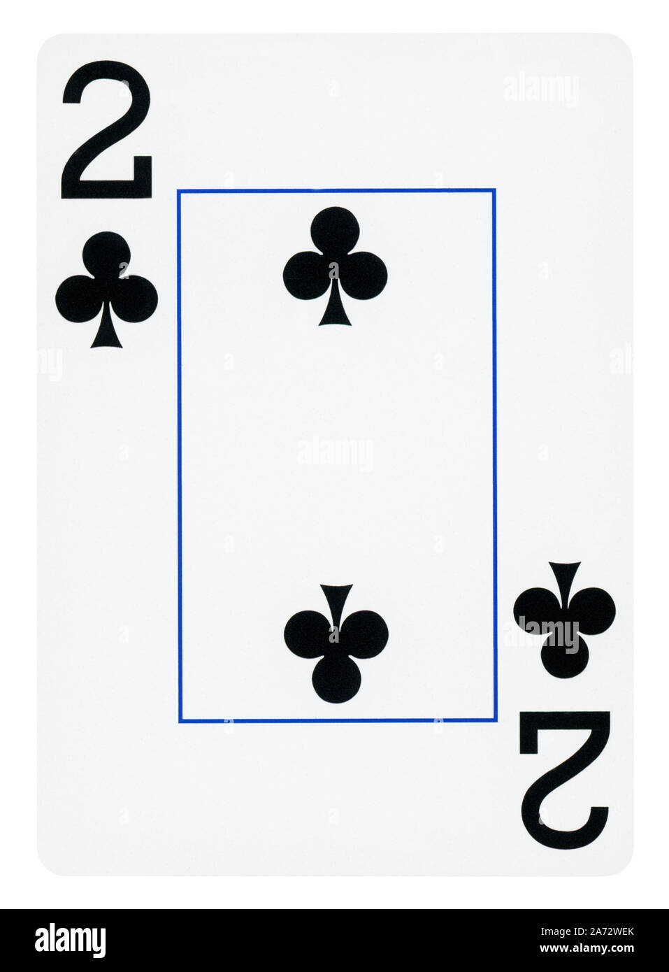 Two of Clubs playing card - isolated on white (clipping path included ...