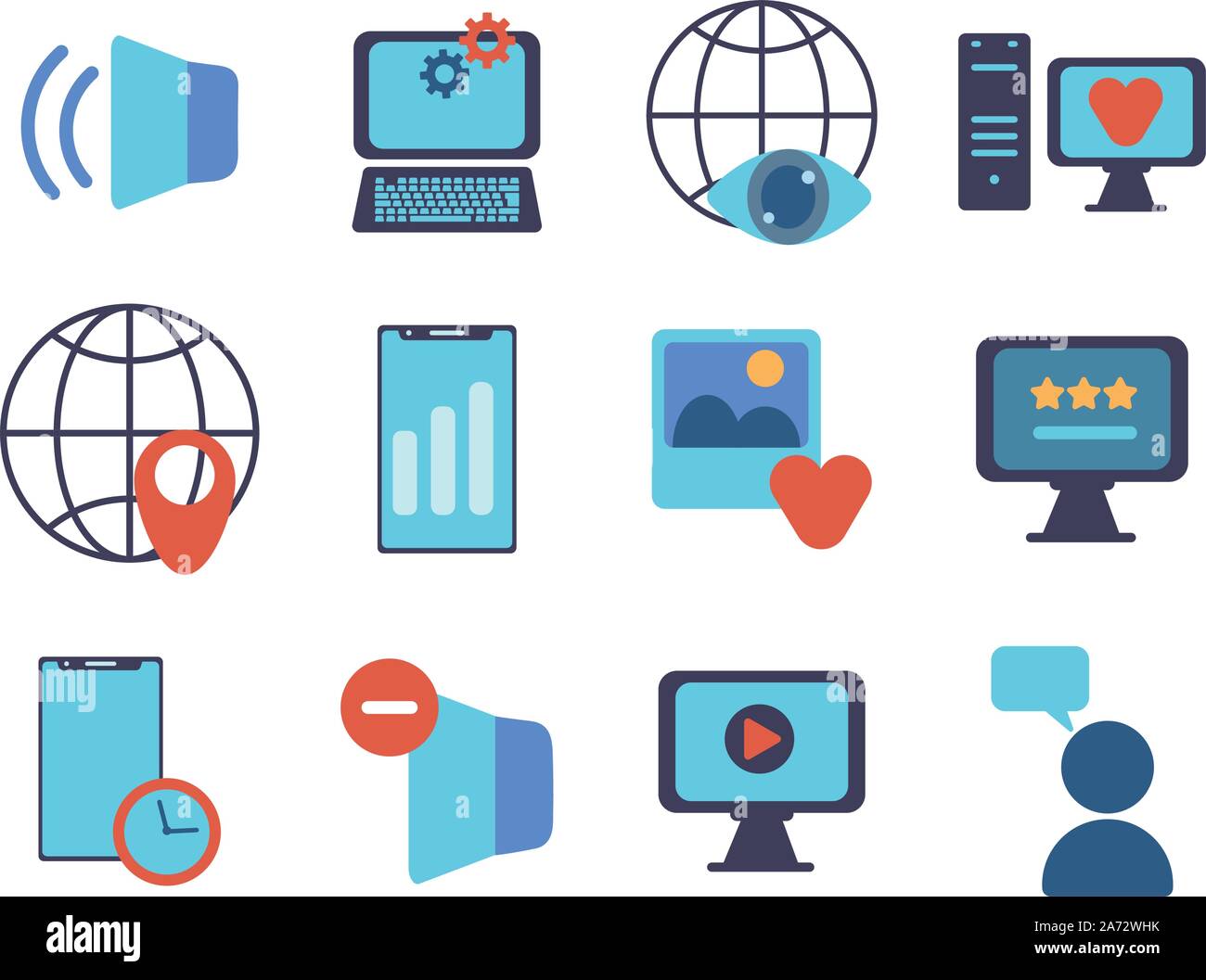 technology data digital multimedia icons set vector illustration Stock ...