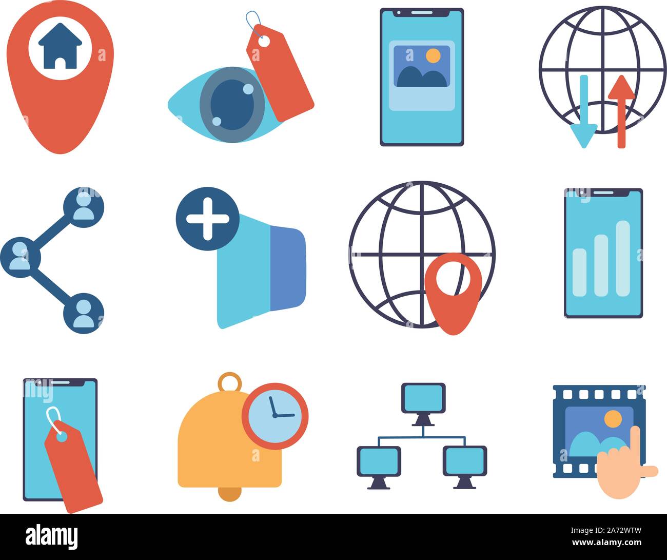 technology data digital multimedia icons set vector illustration Stock ...