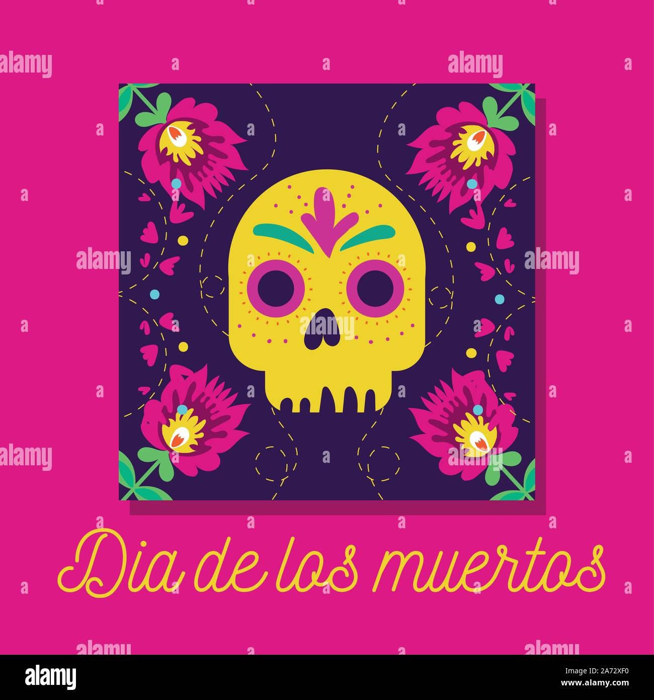 dia de los muertos card with lettering and skull Stock Vector Image ...