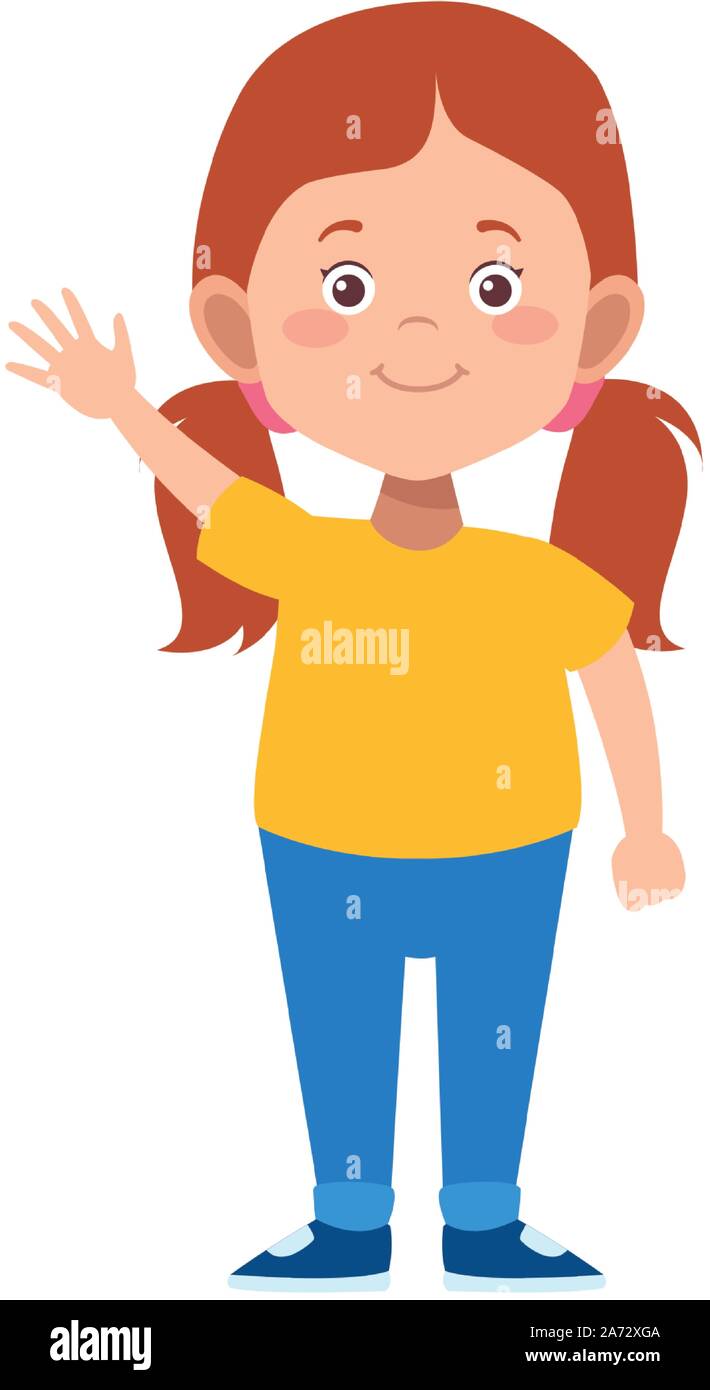 cute girl waving icon, flat design Stock Vector Image & Art - Alamy