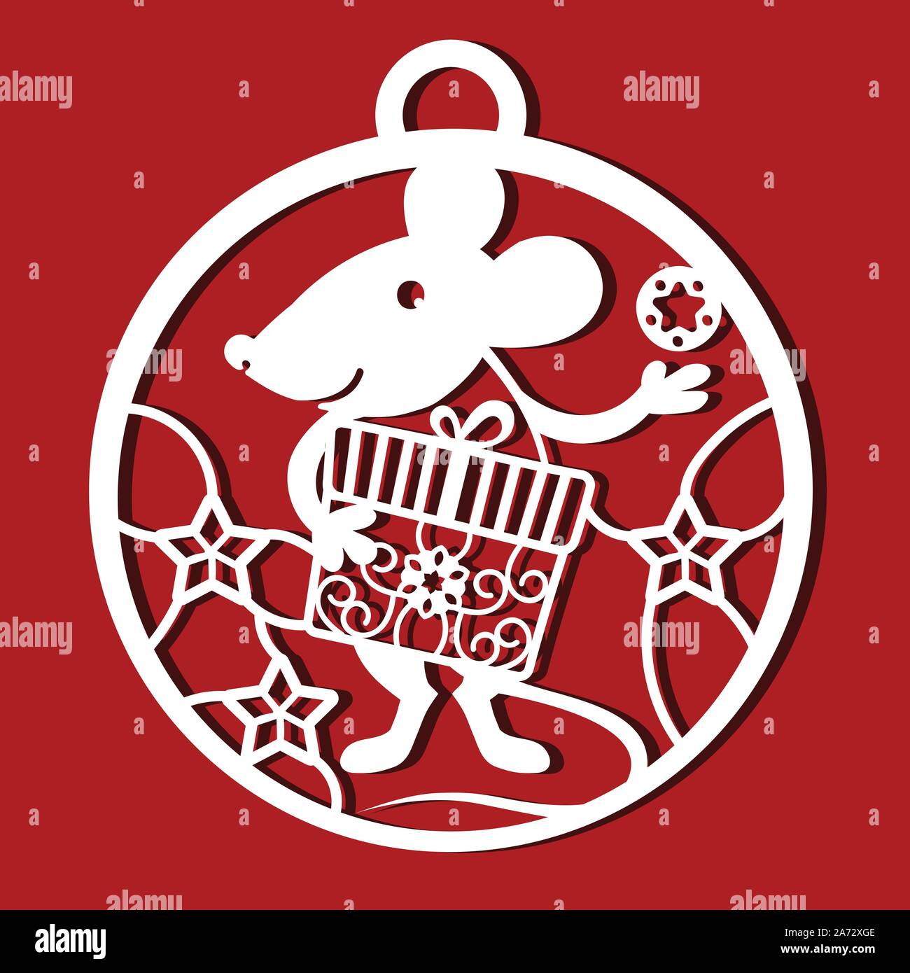 Rat Cutting Icon. Rat simple drawing for laser cutting. Chinese symbol ...