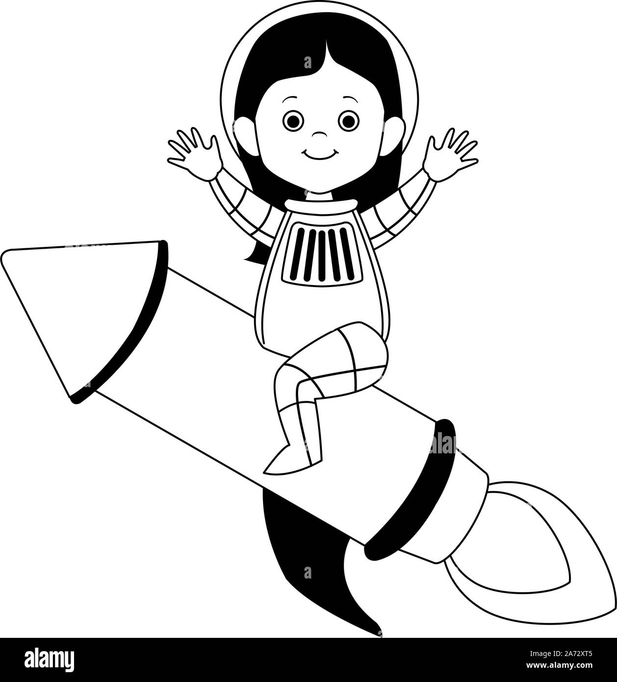 Rocket cartoon woman Cut Out Stock Images & Pictures - Alamy