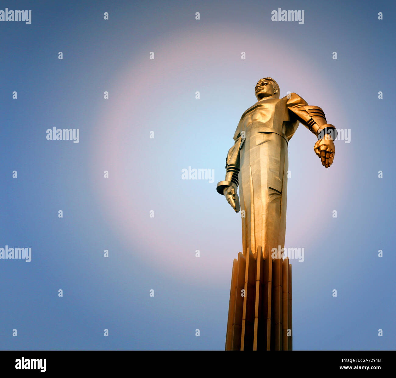 Beautiful Soviet monument to Yuri Gagarin cosmonaut in Moscow Stock ...