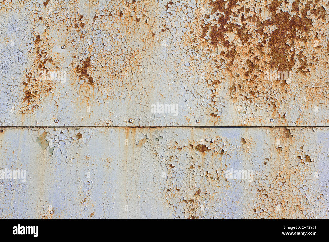 Light blue corroded metal background. Rusty and scratched painted metal ...