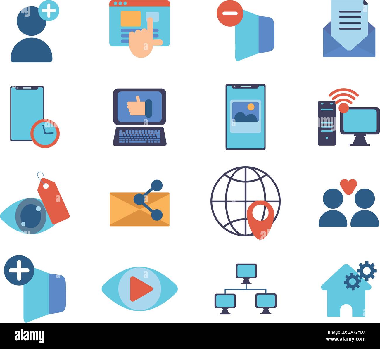 technology data digital multimedia icons set vector illustration Stock ...