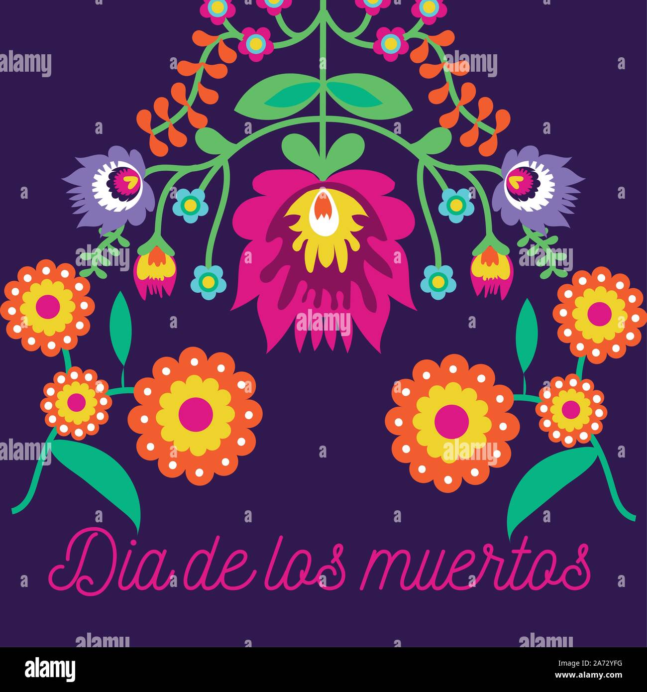 dia de los muertos card lettering with flowers Stock Vector Image & Art ...