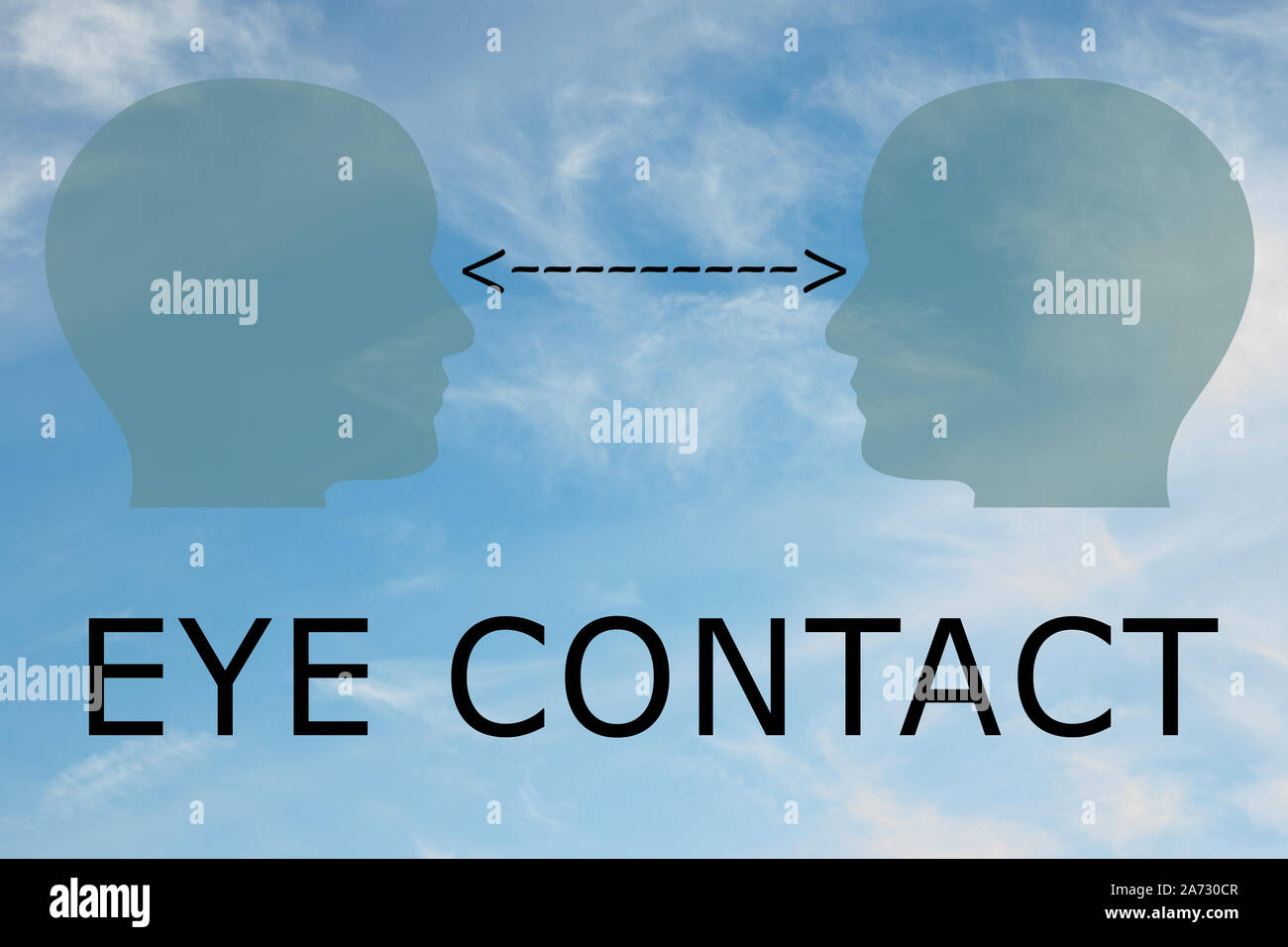 Render illustration of two head silhouettes connected by double ...