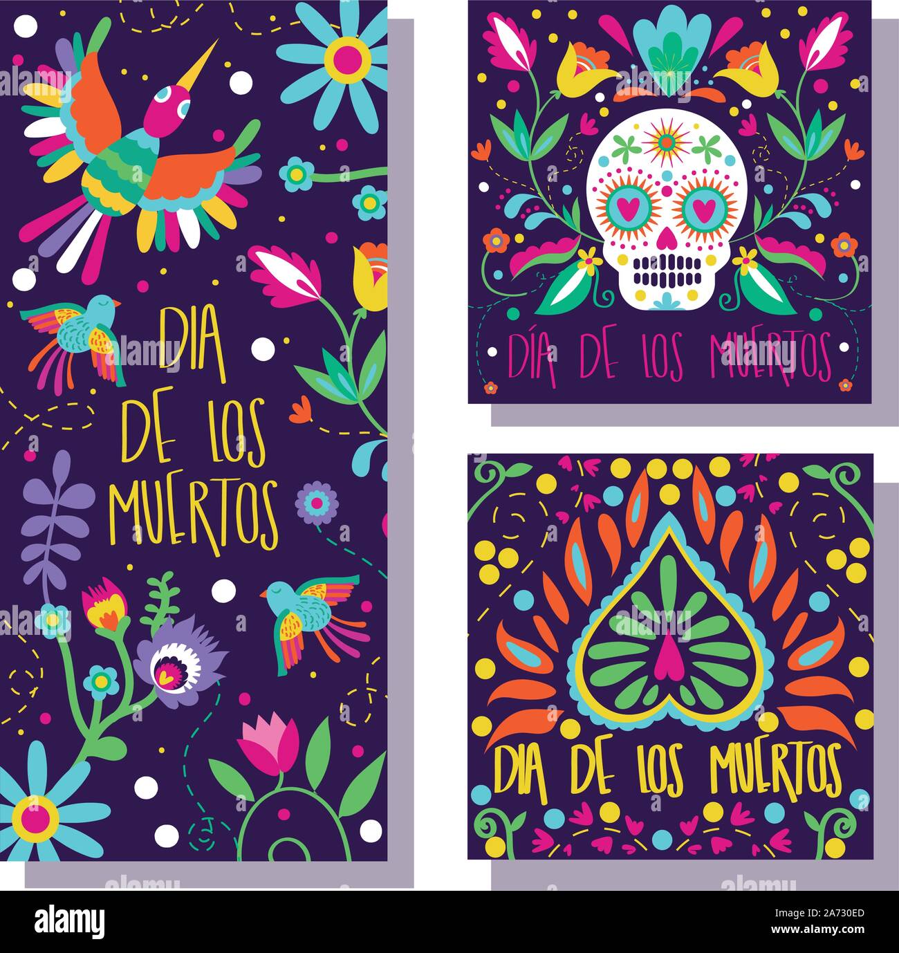 dia de los muertos set cards icons Stock Vector Image & Art - Alamy