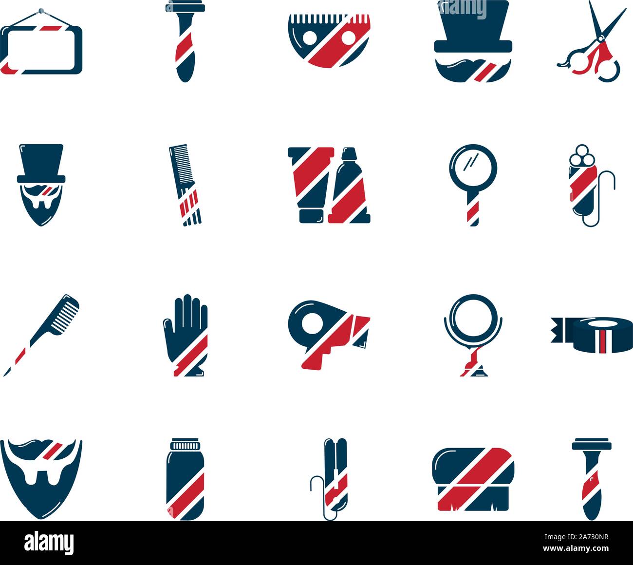 barber shop accessories tools cosmetics icons set vector illustration ...