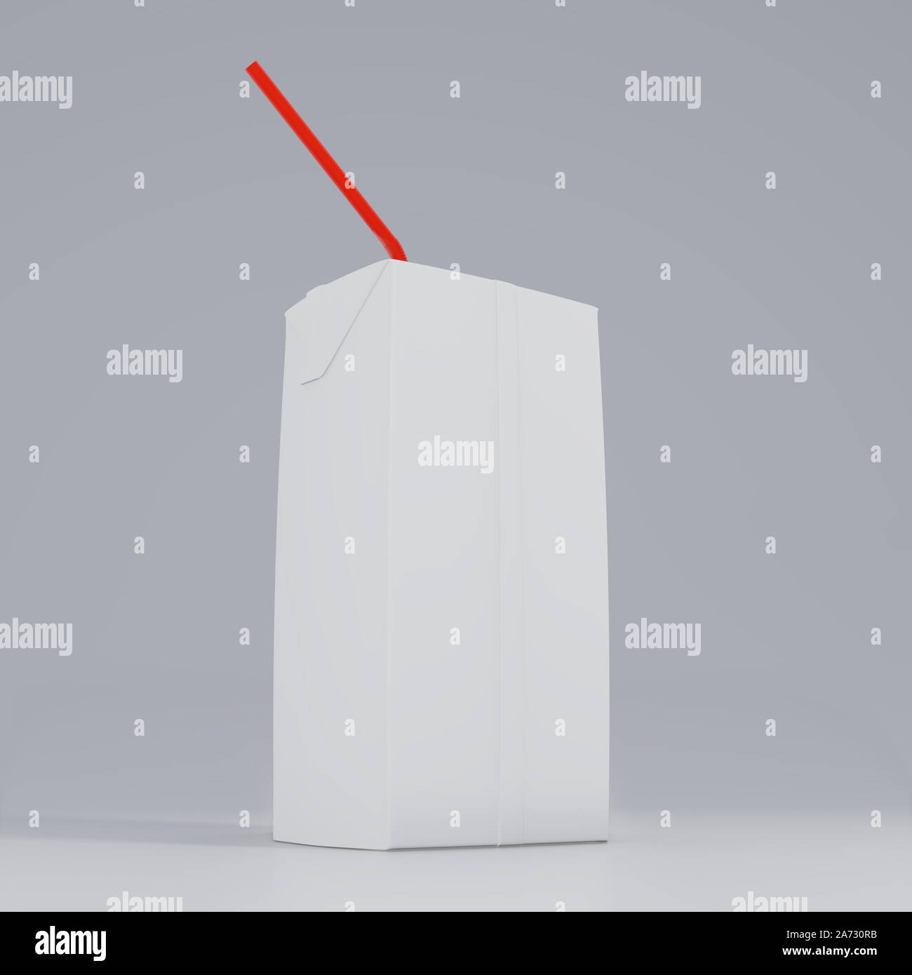 Blank Packet Carton Juice and milk pack with straw White Realistic 3d ...