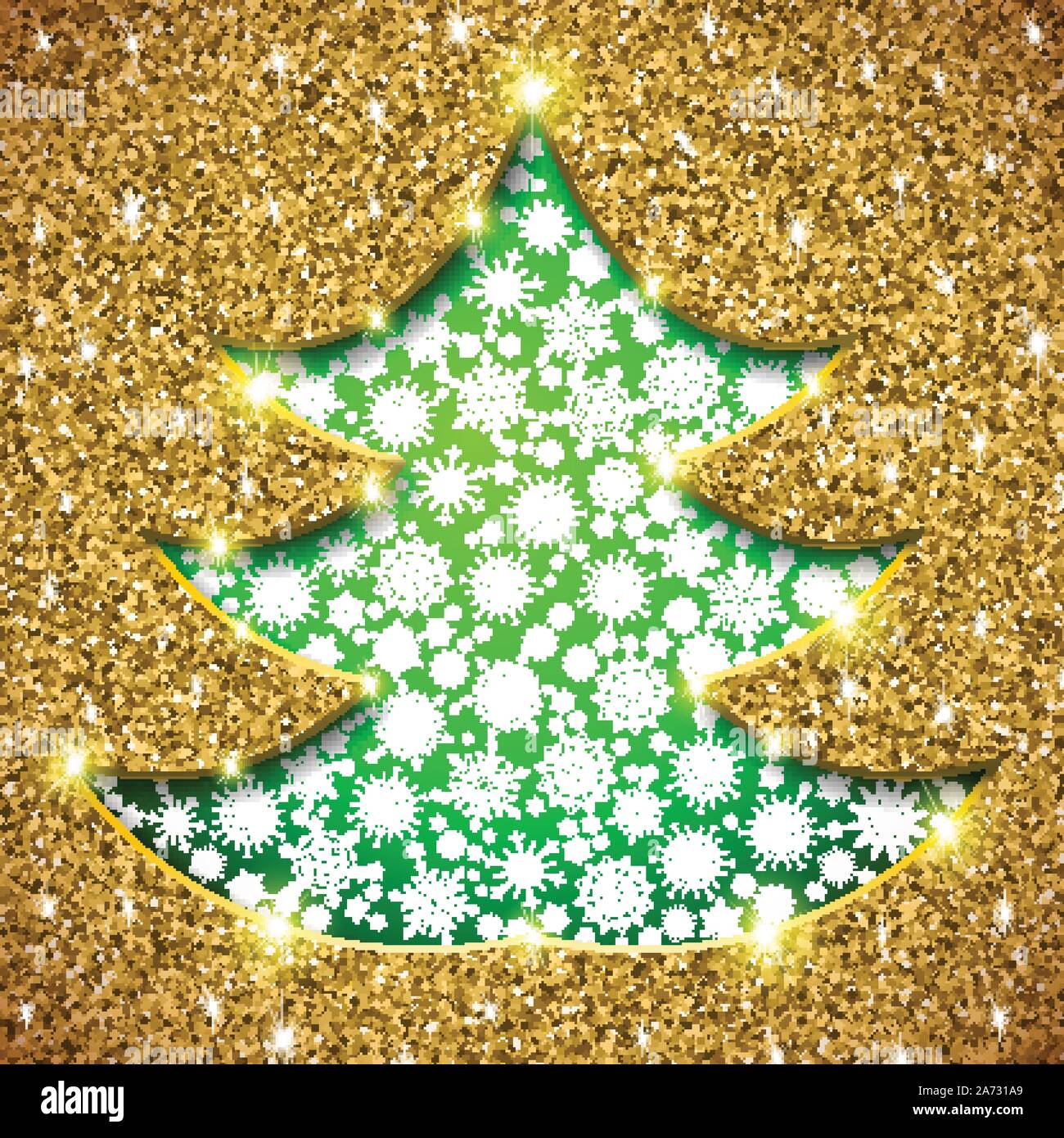 Christmas tree card with glitter Stock Vector Image & Art - Alamy