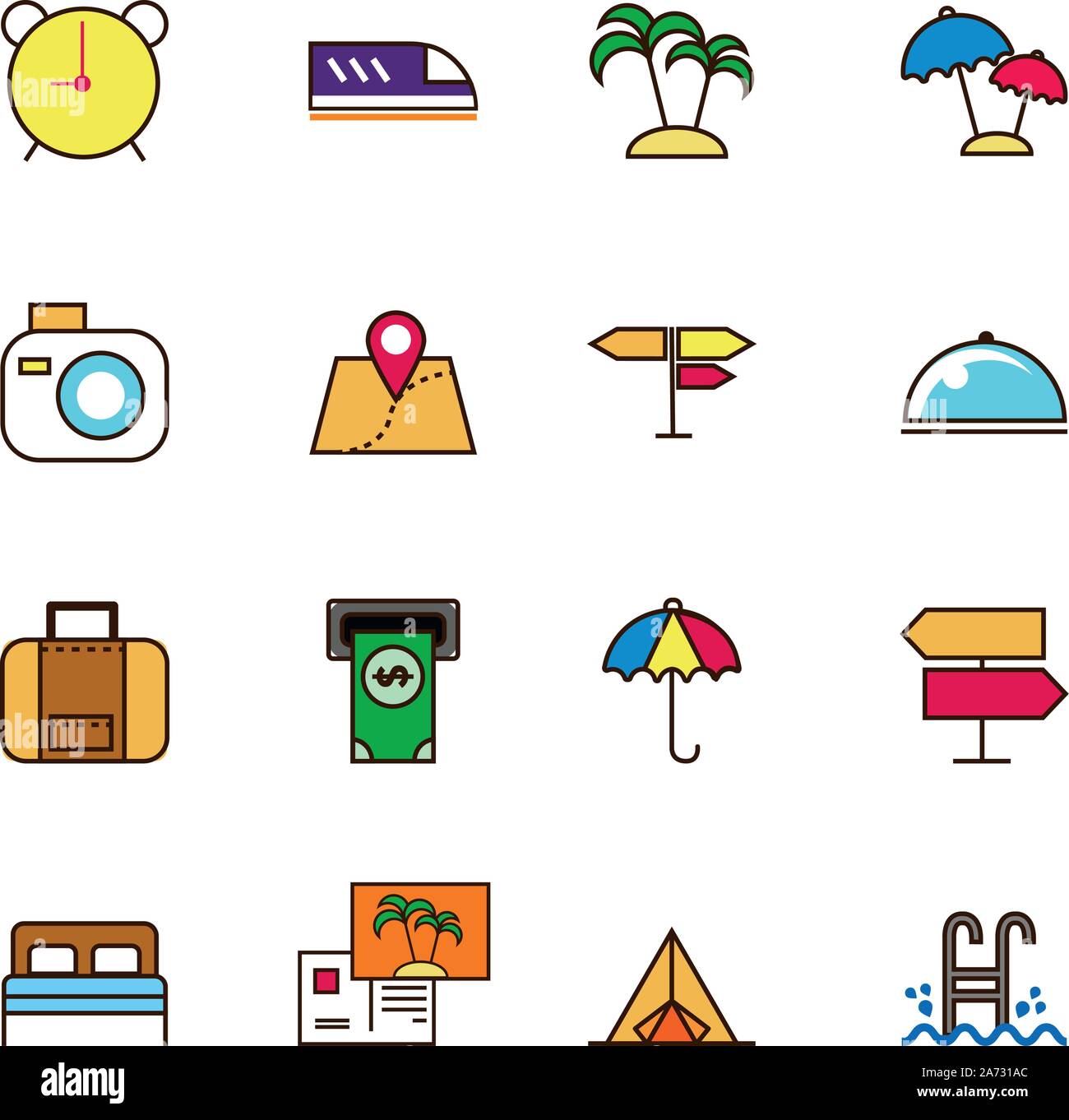 tourism vacations travel related icons set vector illustration Stock ...
