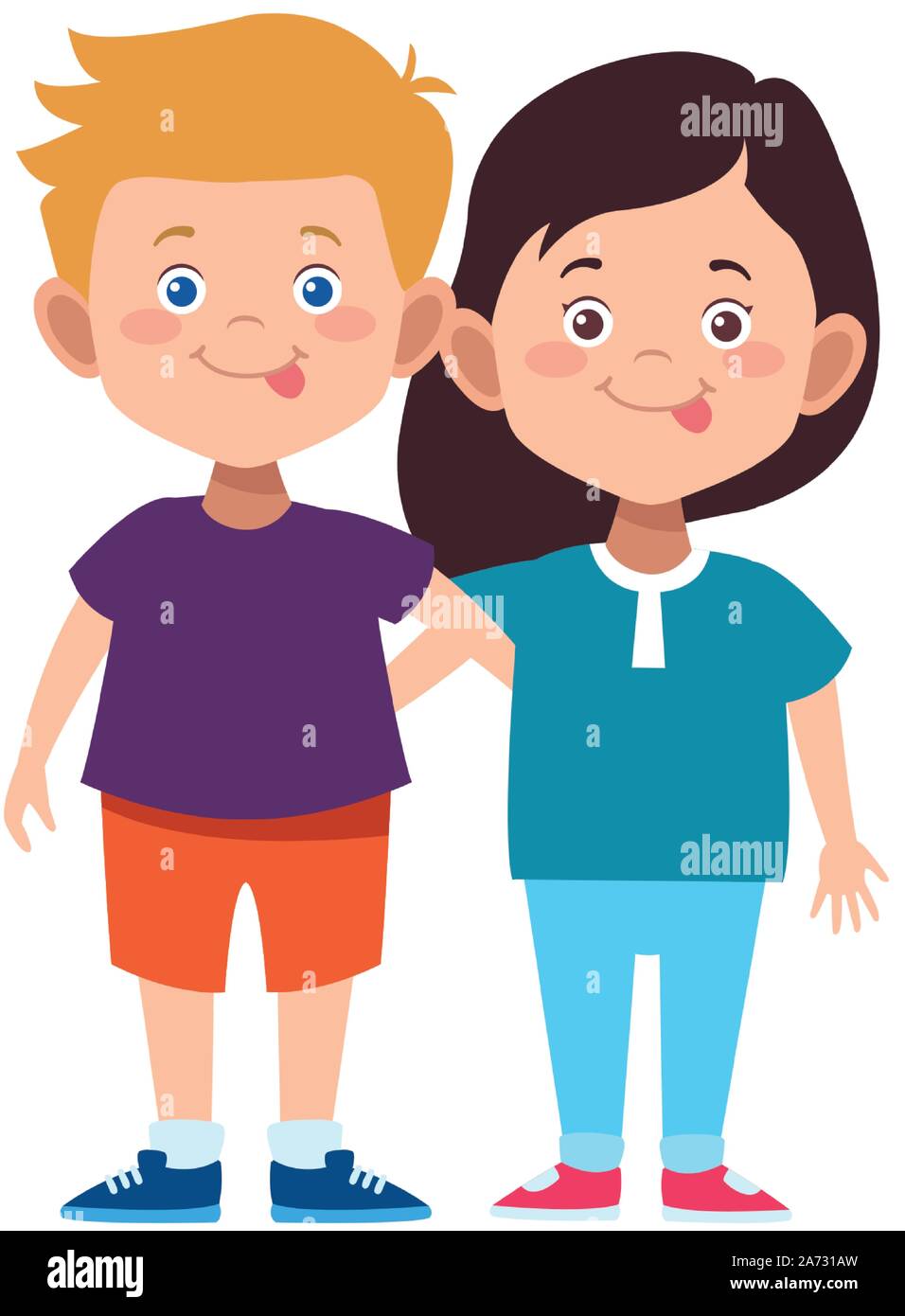 cartoon boy and girl standing icon Stock Vector Image & Art - Alamy