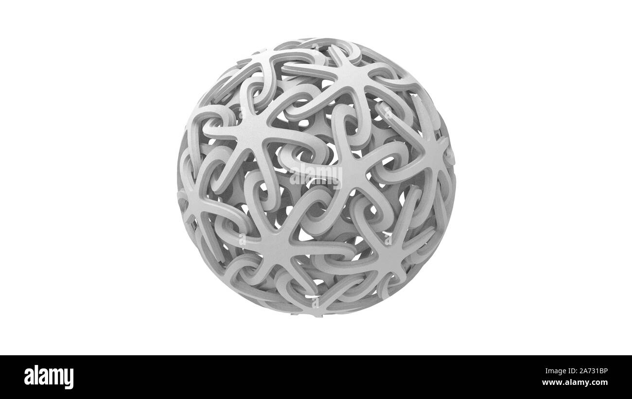 3d rendering of a decorative sphere ornament pattern isolated in white ...