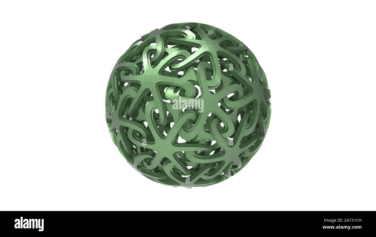 3d rendering of a decorative sphere ornament pattern isolated in white ...