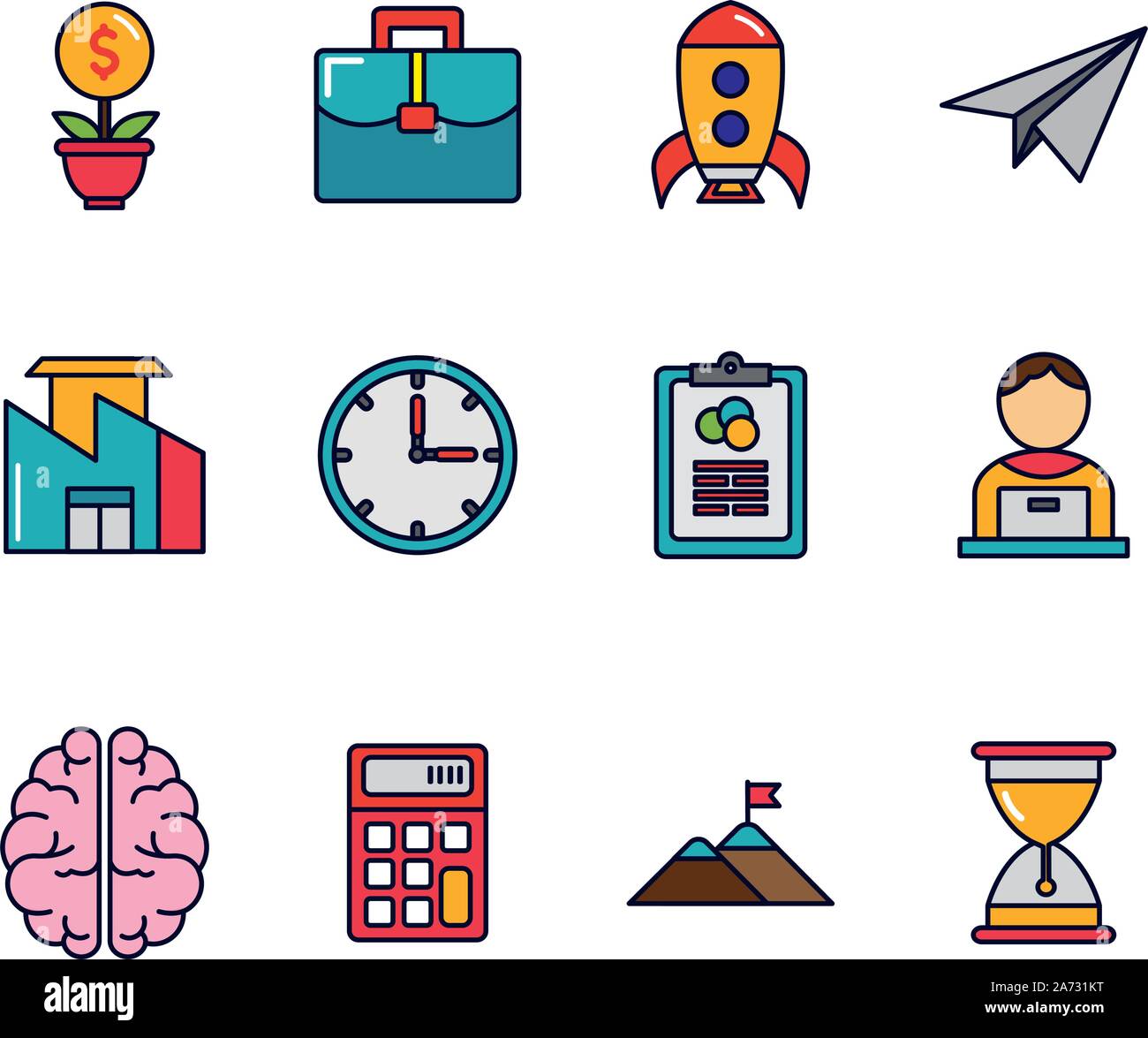 business startup success icons set vector illustration Stock Vector ...
