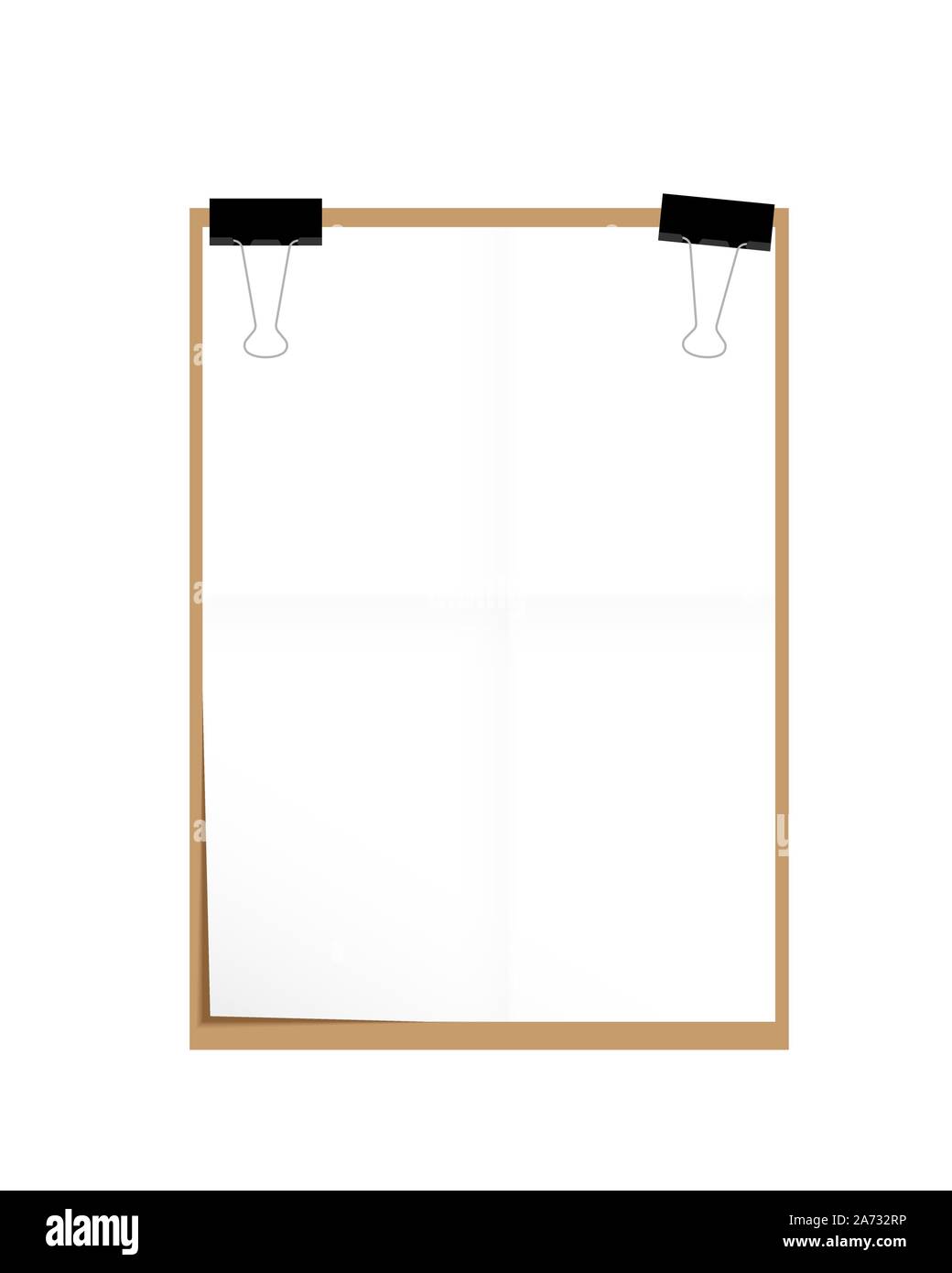 Office folder with a blank sheet fixed by a binder. Vector illustration ...