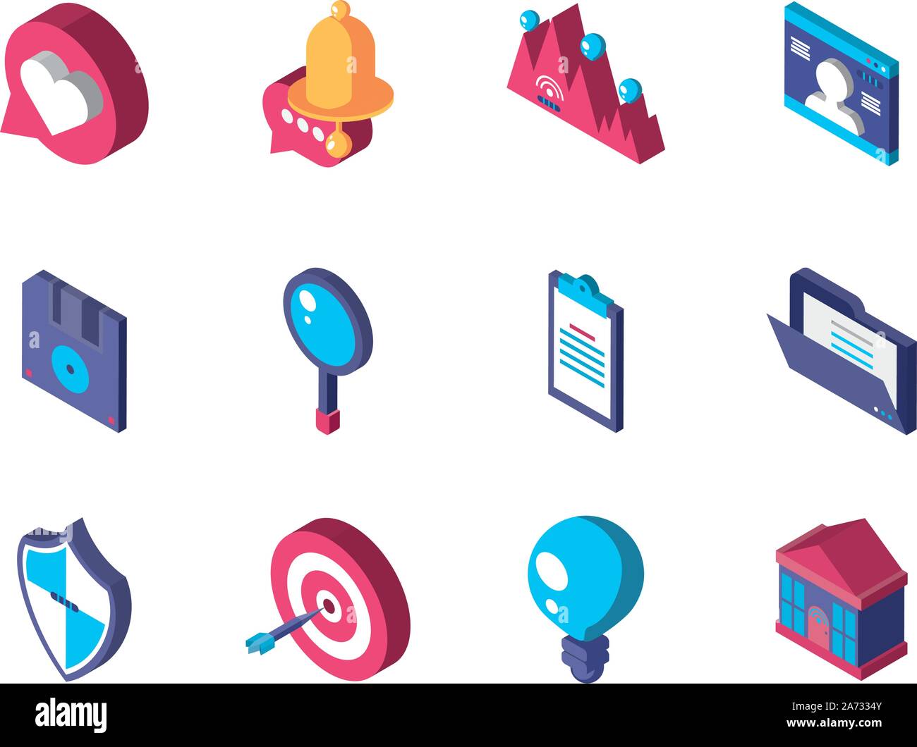 data internet technology isometric icons set vector illustration Stock ...