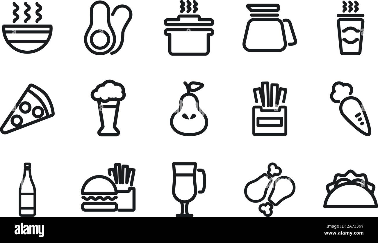 icon set pack design, food drinks eat restaurant menu dinner lunch ...