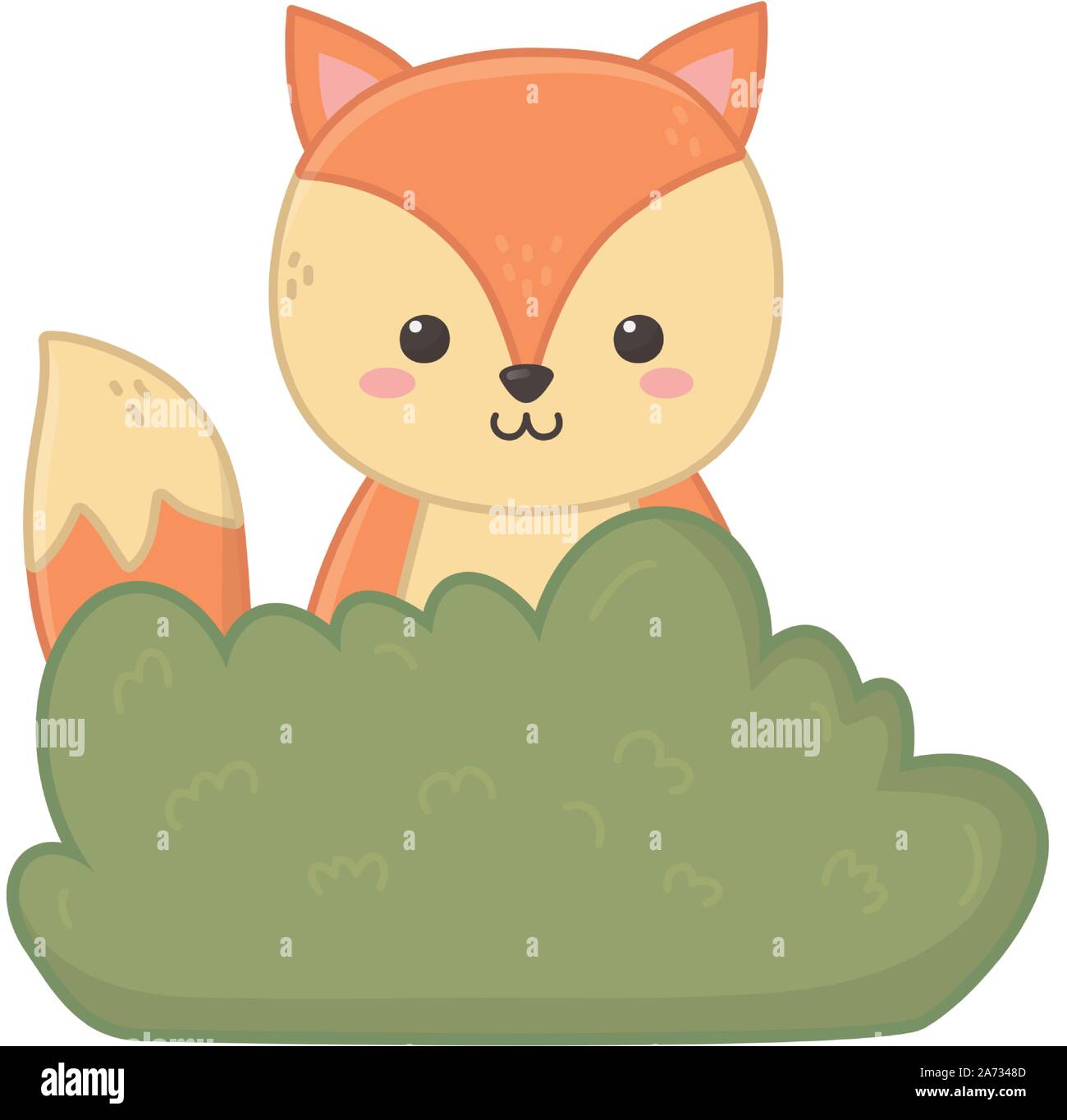 cute fox in the bush foliage hello autumn vector illustration Stock ...