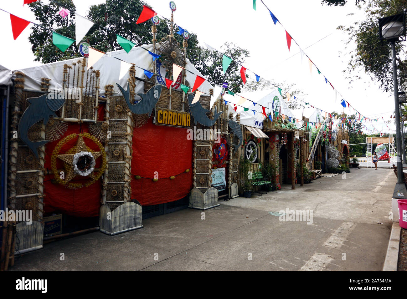 ANTIPOLO CITY, PHILIPPINES – OCTOBER 28, 2019: Facade of display booths ...