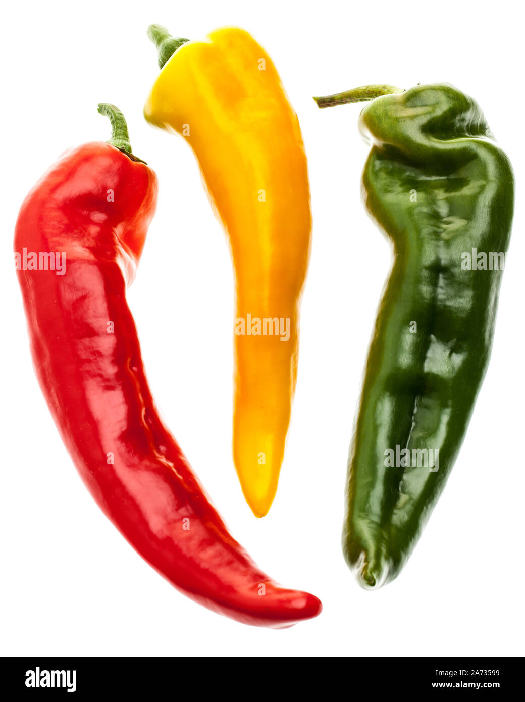 Colorful peppers side by side on white background Stock Photo - Alamy