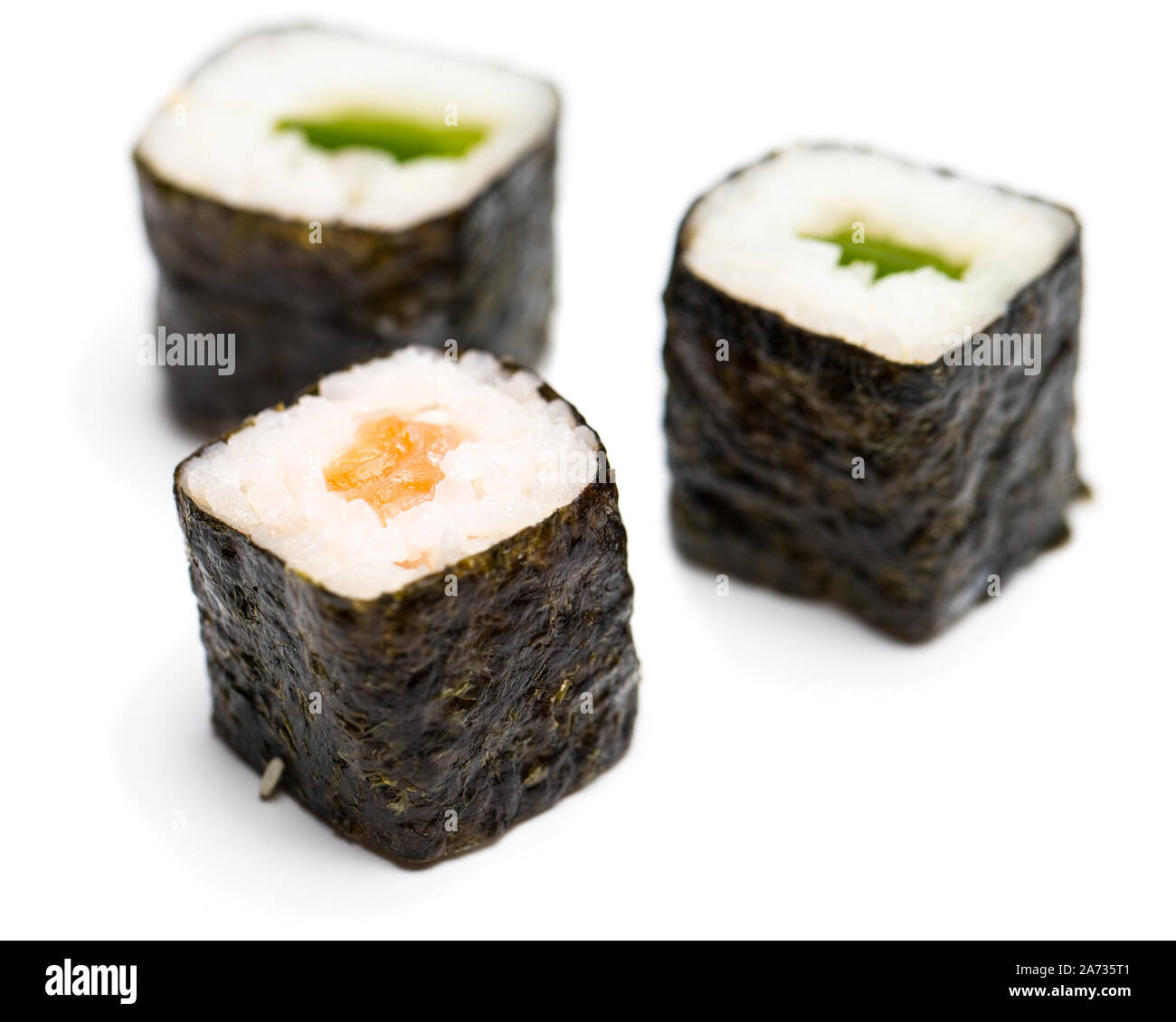 Three maki isolated on white background Stock Photo - Alamy