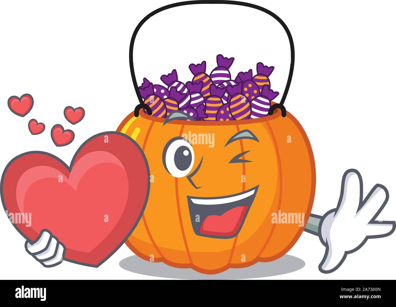 With heart candy bucket on with the character Stock Vector Image & Art ...