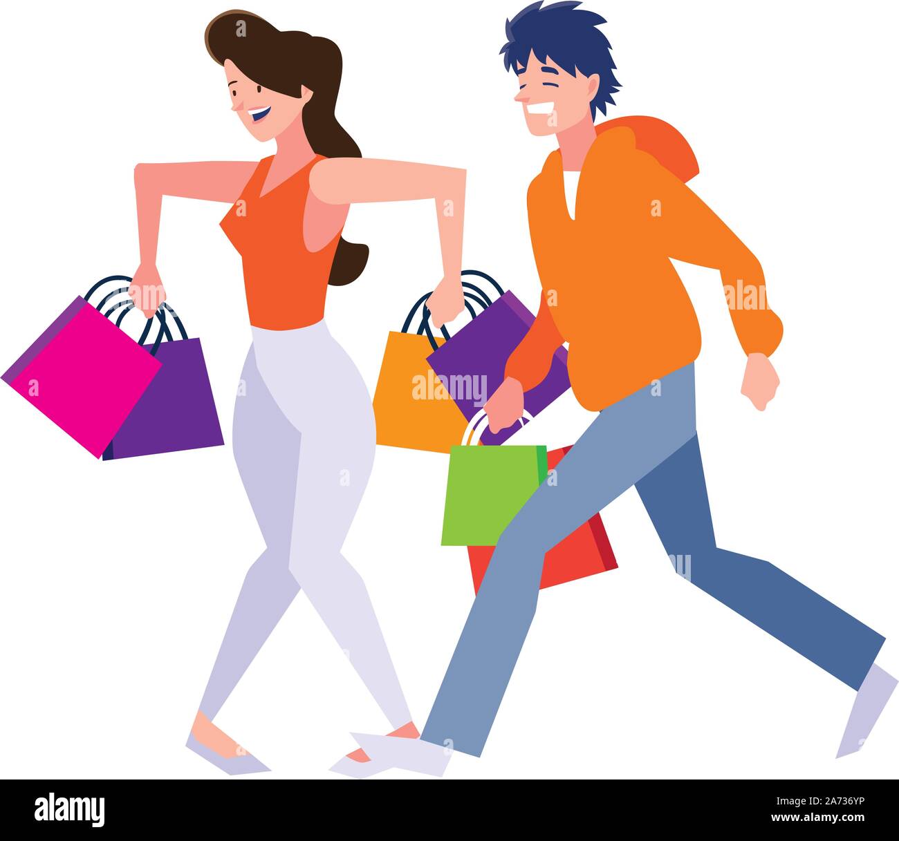 avatar woman and man shopping design, Commerce market store retail ...