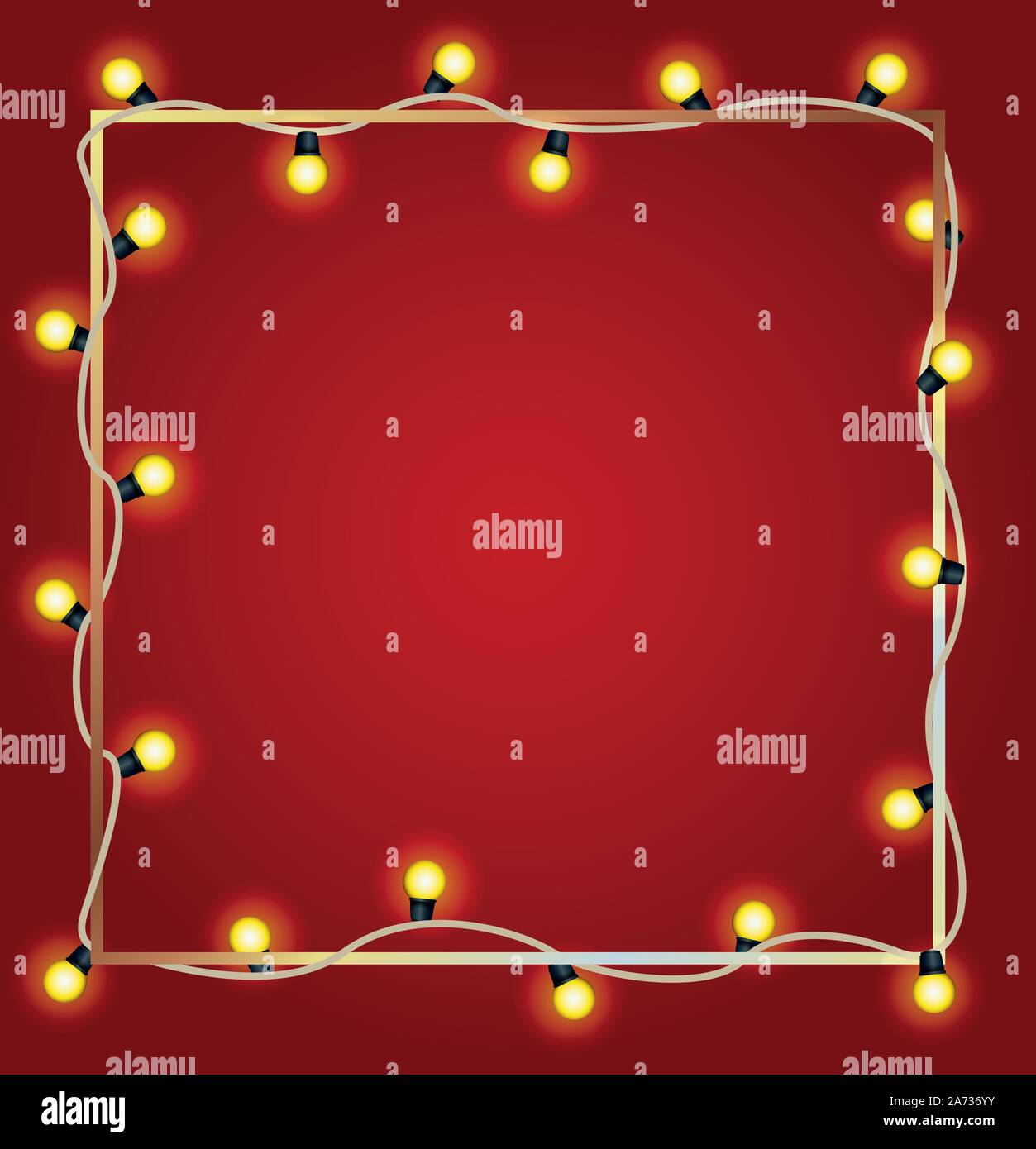 merry christmas bulbs lights in square frame Stock Vector Image & Art ...