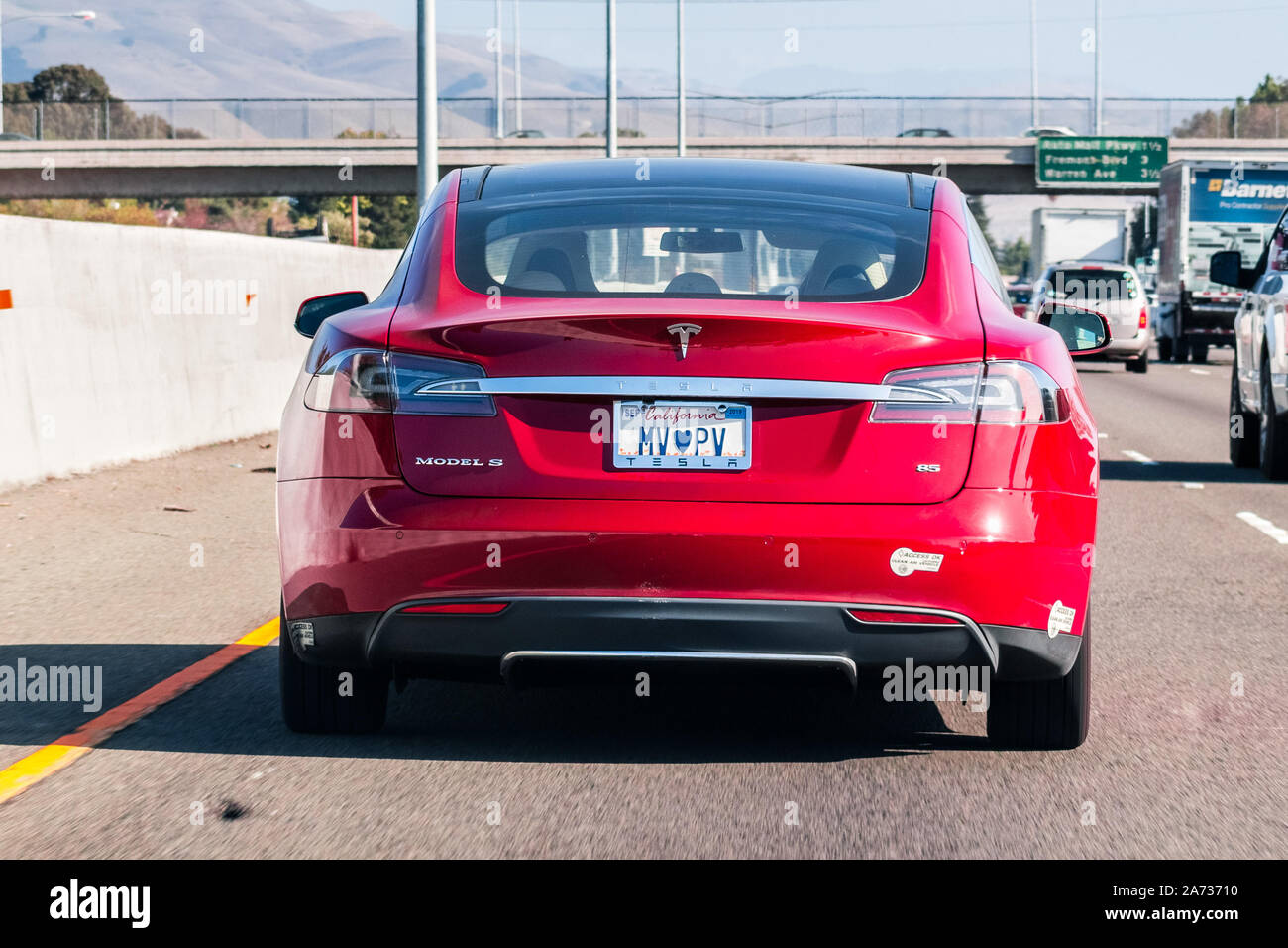 Tesla rear view hi-res stock photography and images - Alamy